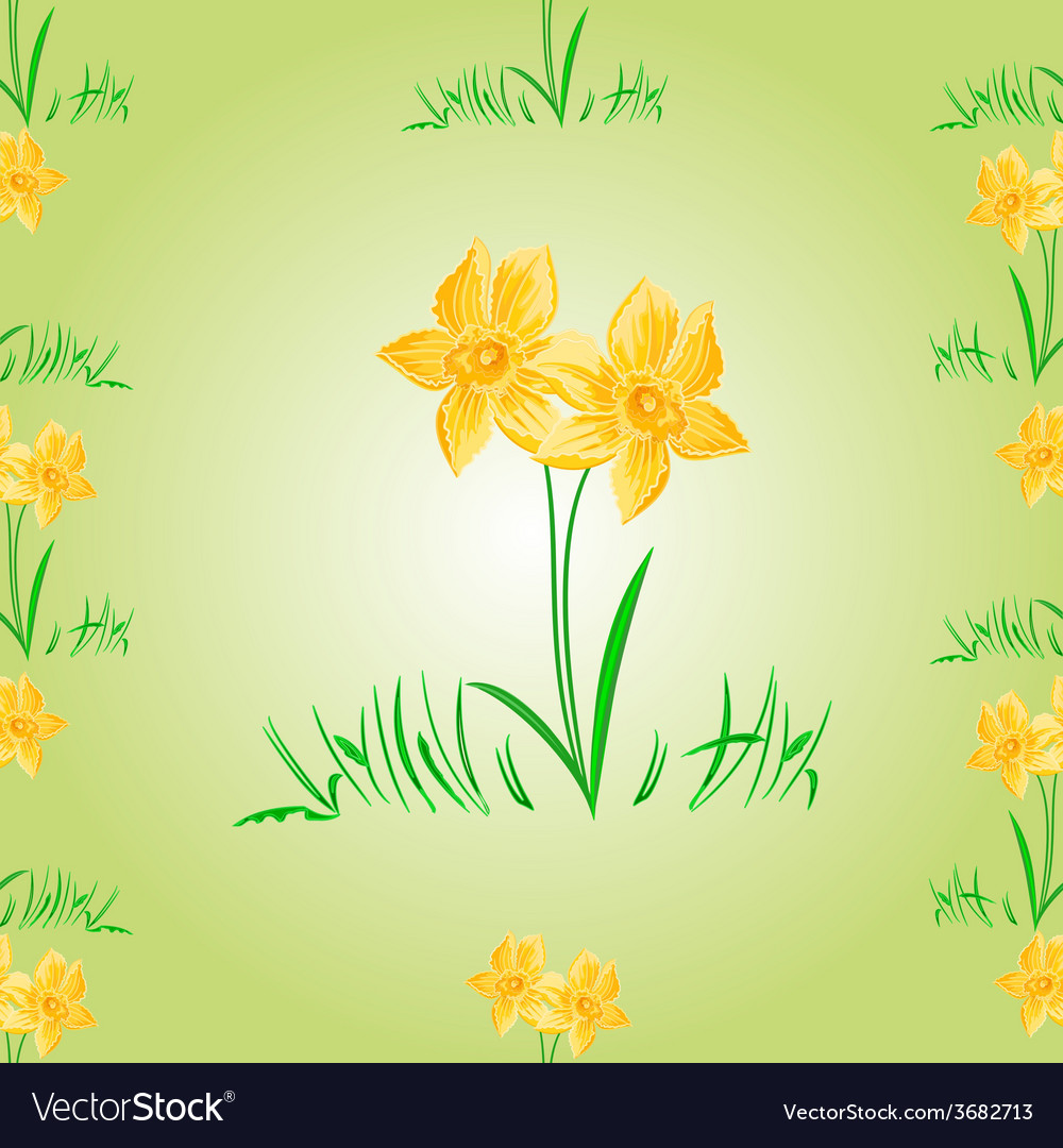 Daffodil easter flower seamless texture Royalty Free Vector