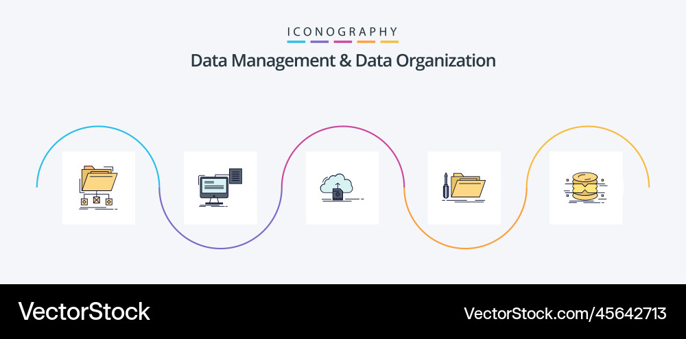 Data management and data organization line filled Vector Image