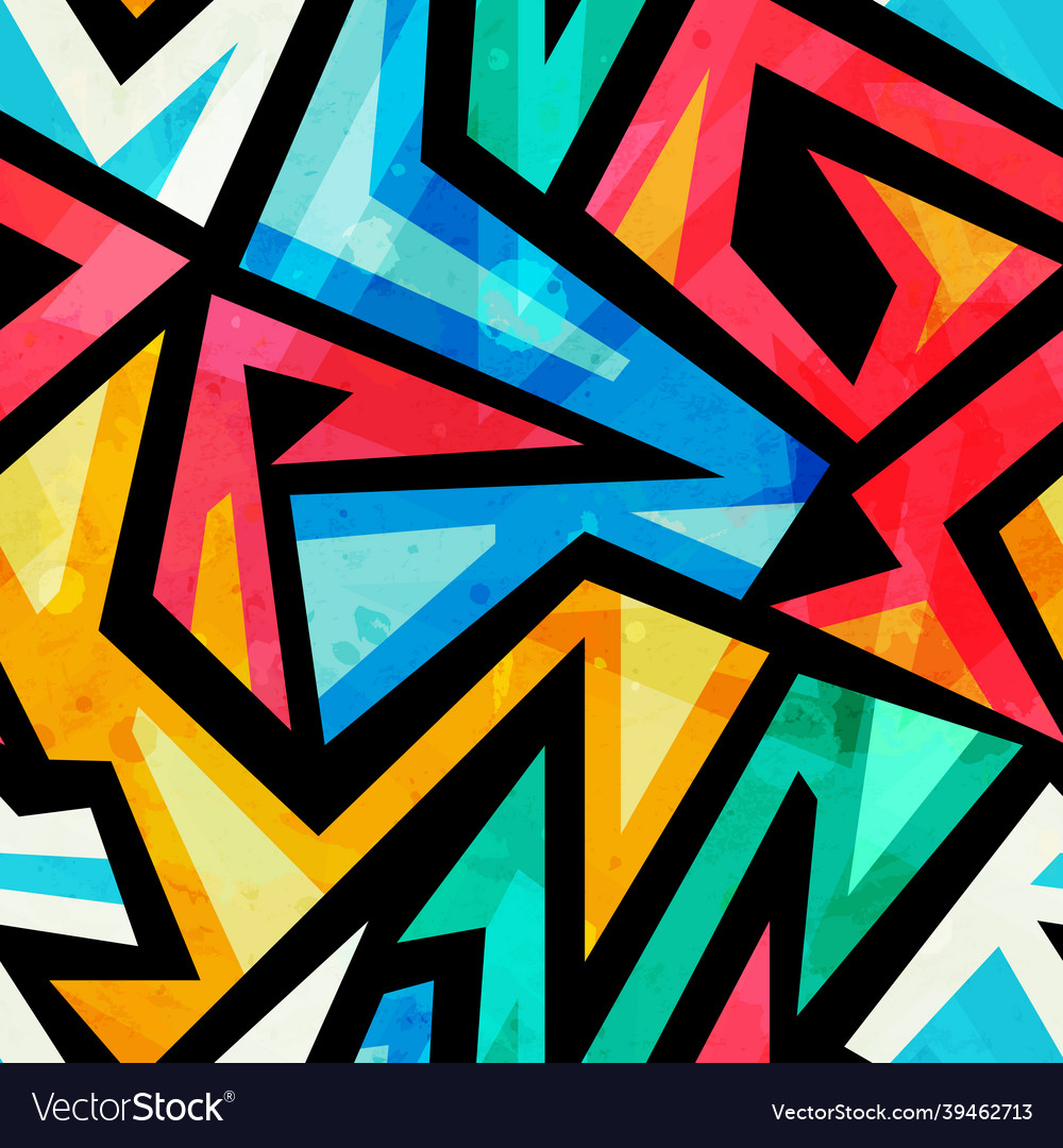 Graffiti geometric seamless pattern Royalty Free Vector