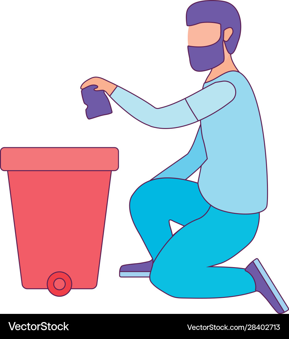 Isolated recycle trash and avatar man Royalty Free Vector