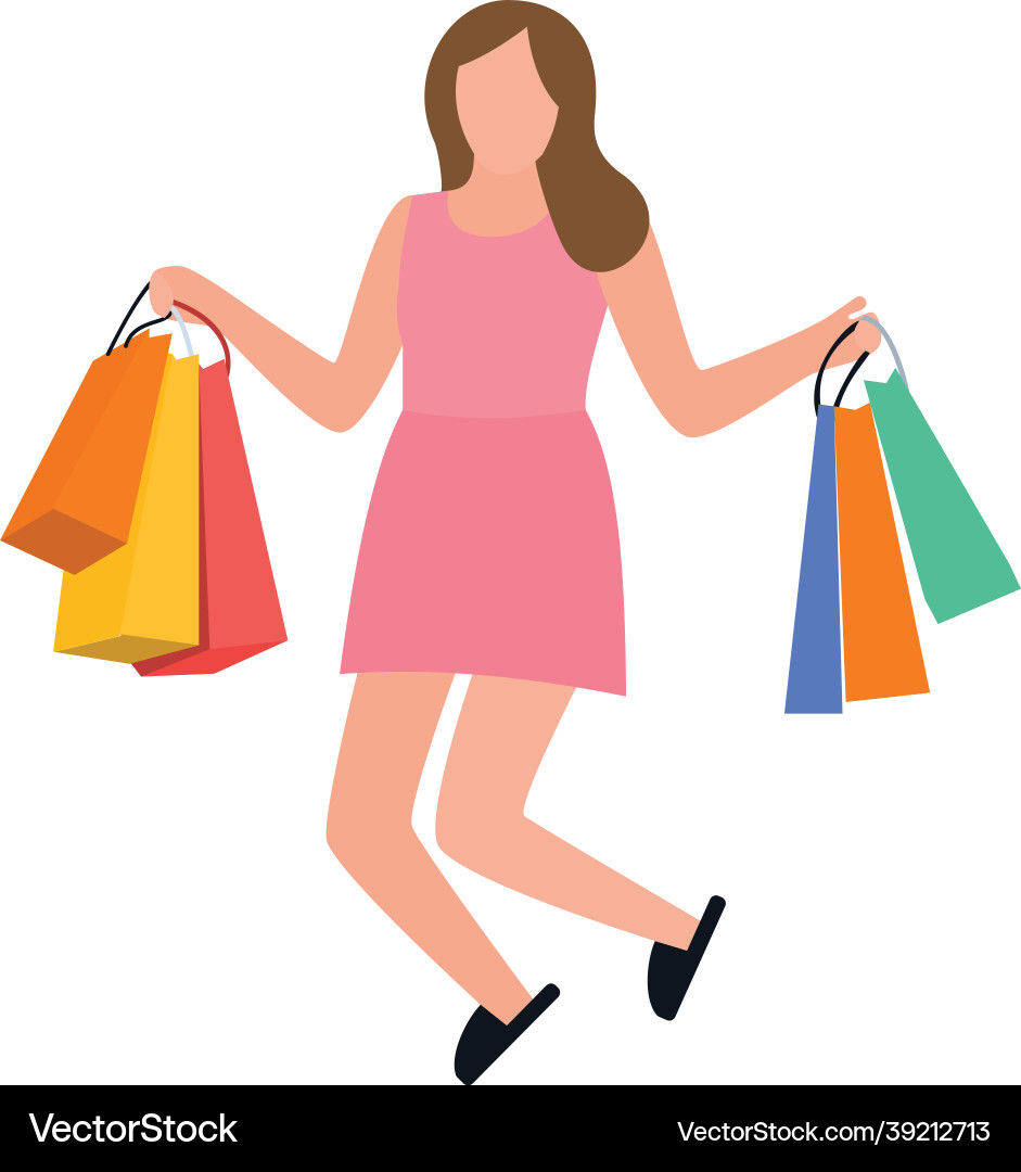 Shopping girl Royalty Free Vector Image - VectorStock