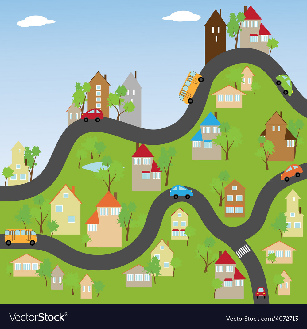 Small town Royalty Free Vector Image - VectorStock