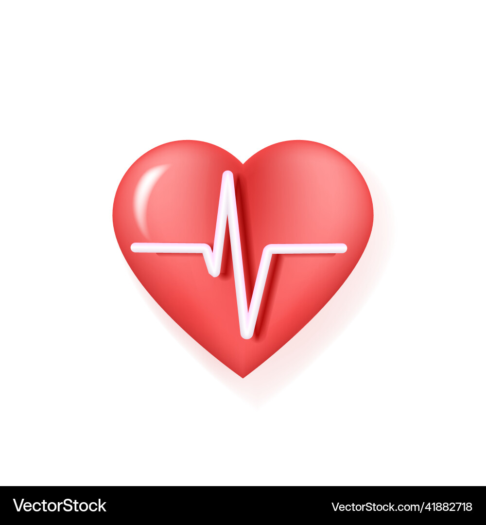 A 3d red heart and ecg Royalty Free Vector Image