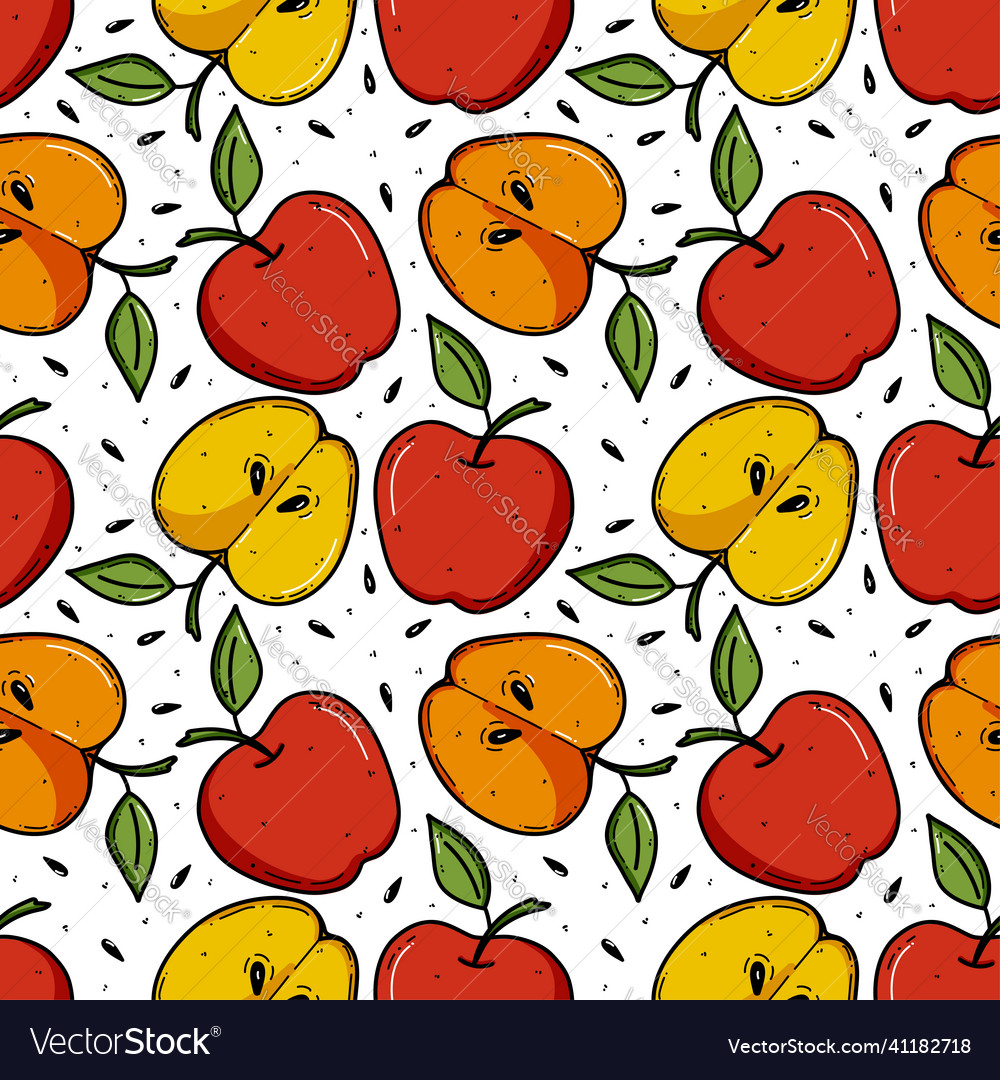 Apple background seamless pattern Royalty Free Vector Image