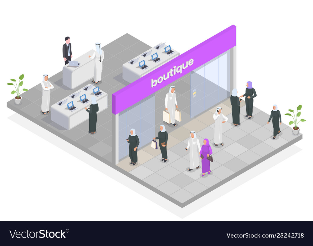Arab people isometric composition Royalty Free Vector Image