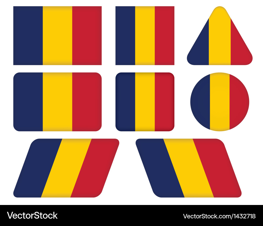 Buttons with flag of chad Royalty Free Vector Image