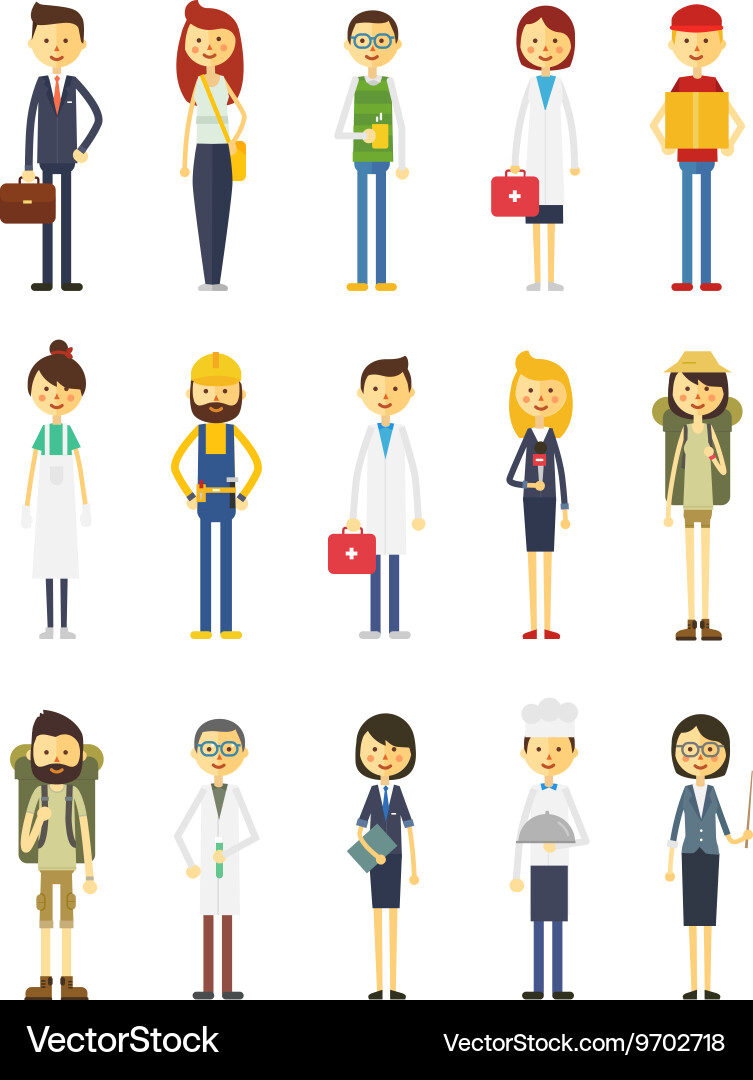 Cartoon characters of different professions Vector Image