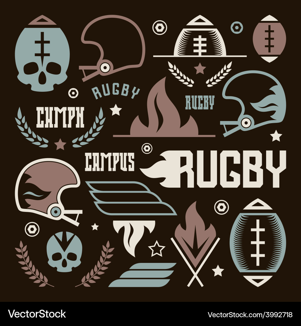 College rugby team badges Royalty Free Vector Image
