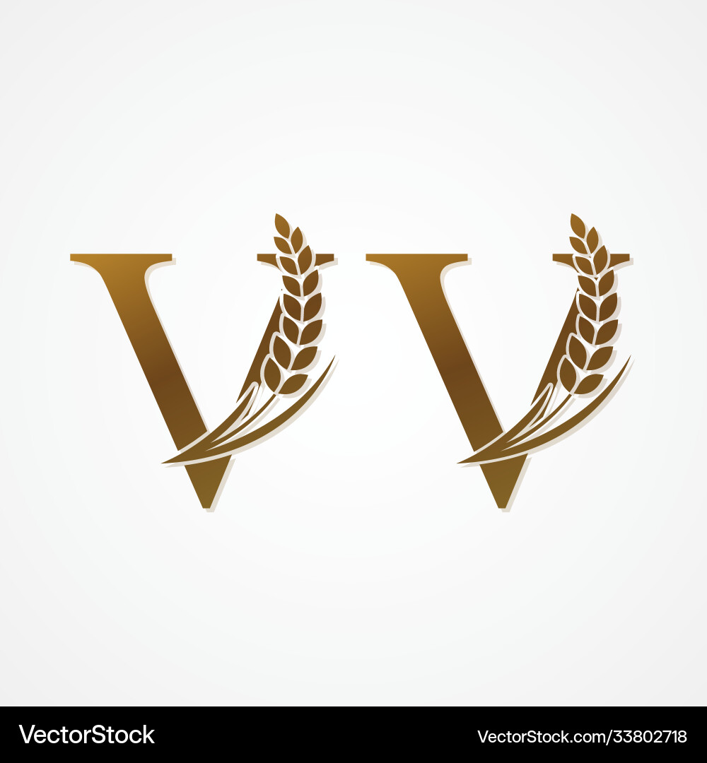 Gold letter with rice for logo design Royalty Free Vector