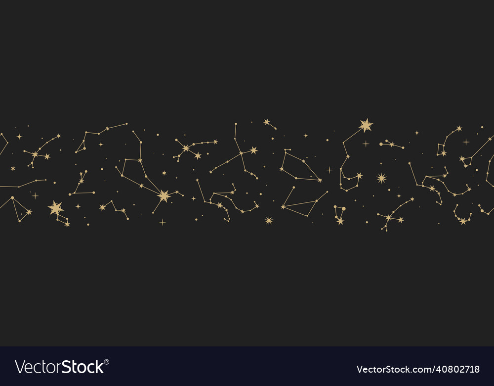 Magic seamless border with constellations Vector Image