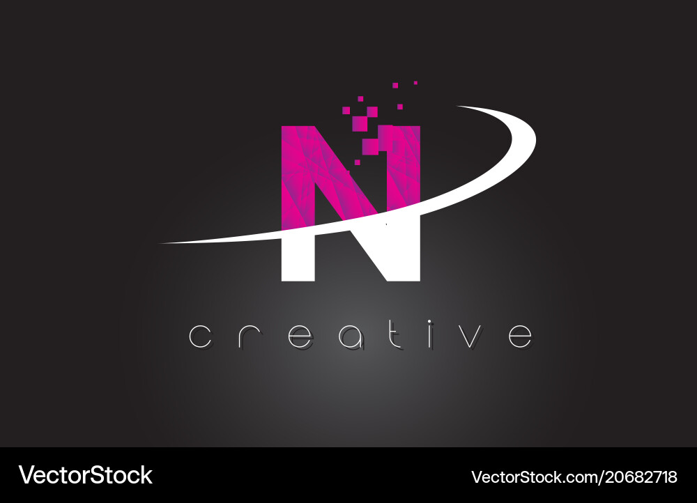 N creative letters design with white pink colors Vector Image