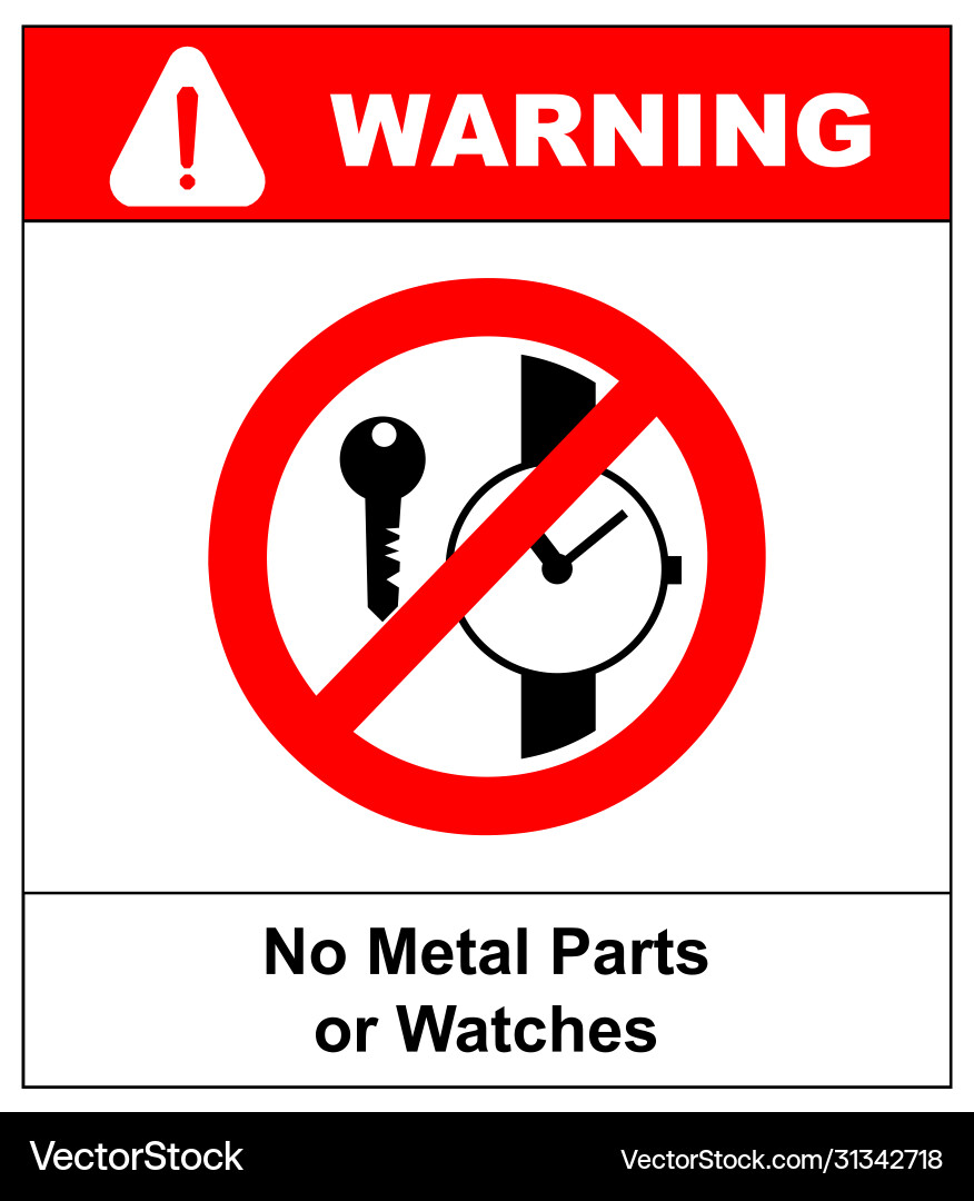 No metallic articles or watches access Royalty Free Vector