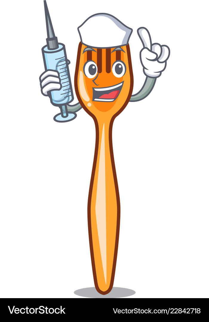 Nurse plastic fork cartoon with the isolated Vector Image