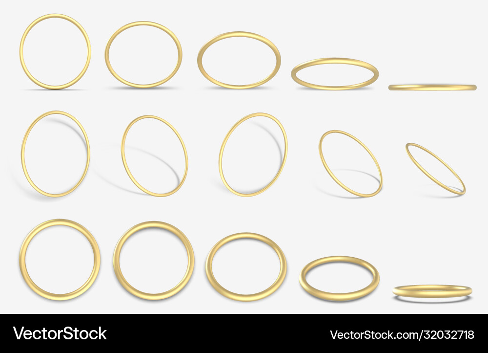 Realistic golden 3d ring gold decorative Vector Image