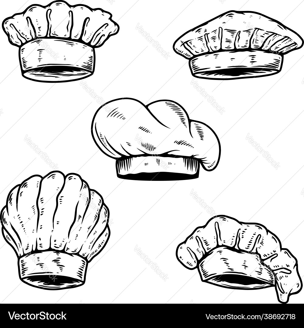 Set chefs hat design element for logo label Vector Image