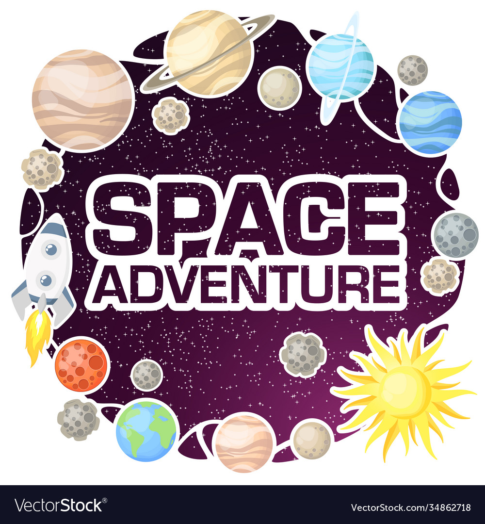 Space cartoon with different universe elements Vector Image Space cartoon with different universe elements Vector Image