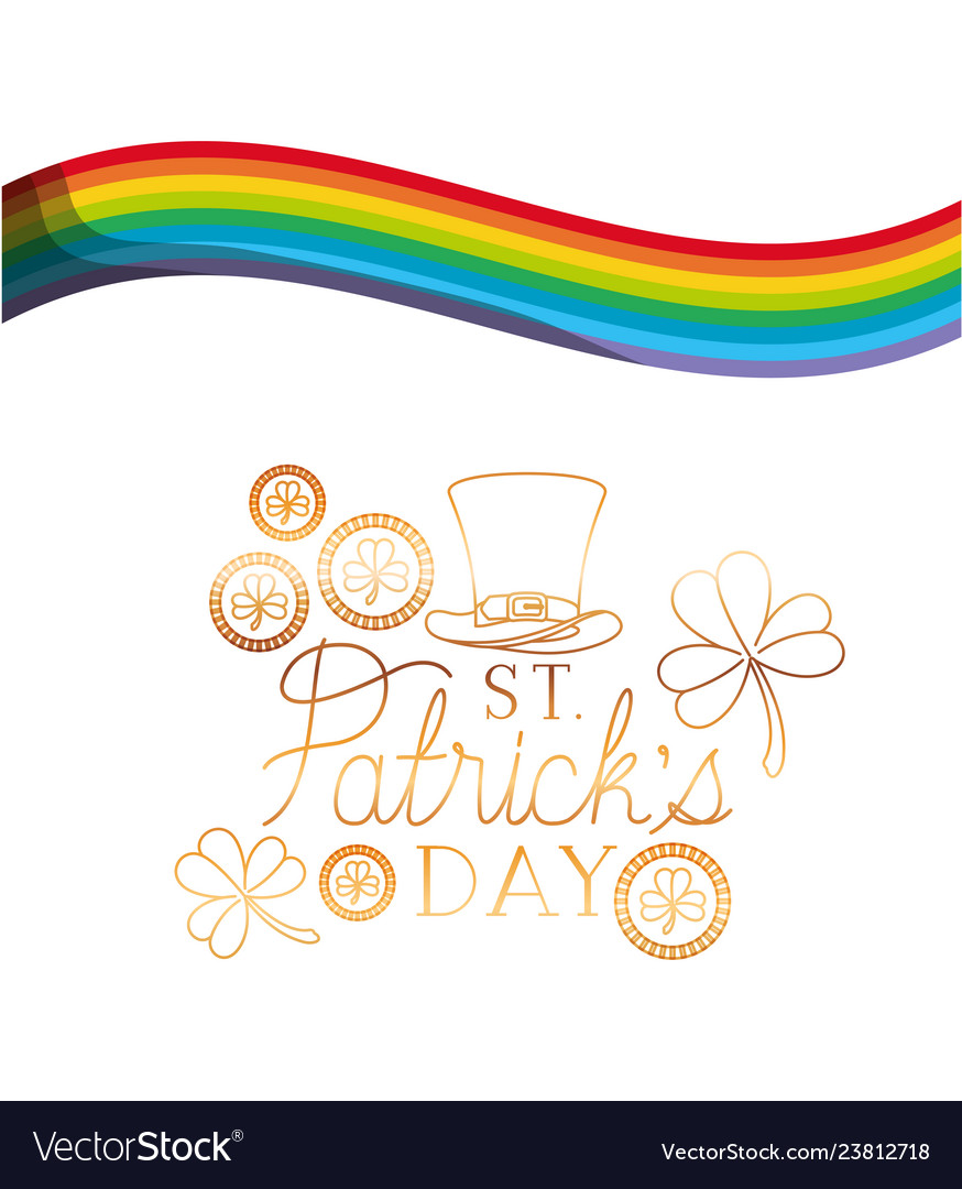 St patricks day label with rainbow icons Vector Image