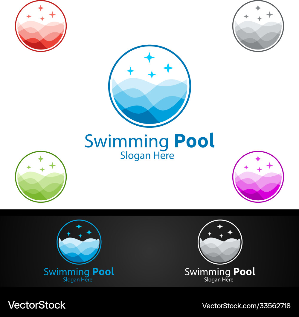 Swimming pool service logo with cleaning Vector Image
