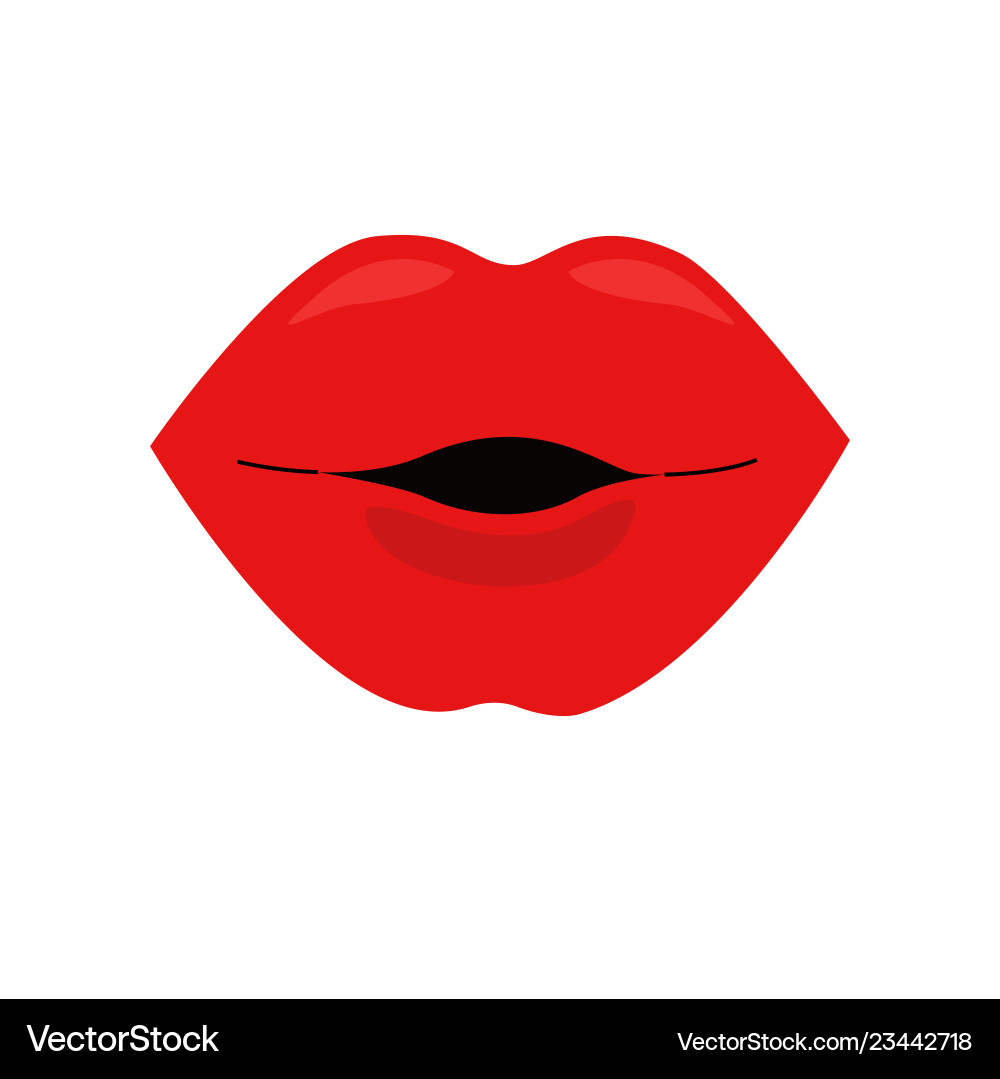 Valentines day lips icon on white background Vector Image