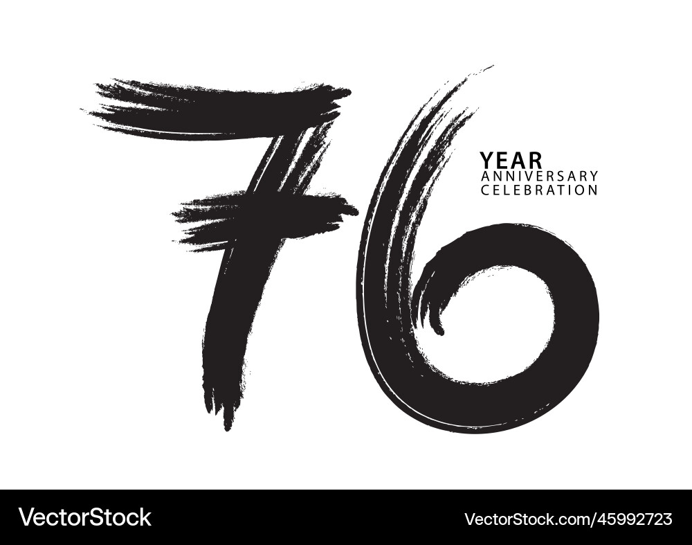 76 year anniversary celebration logotype black Vector Image