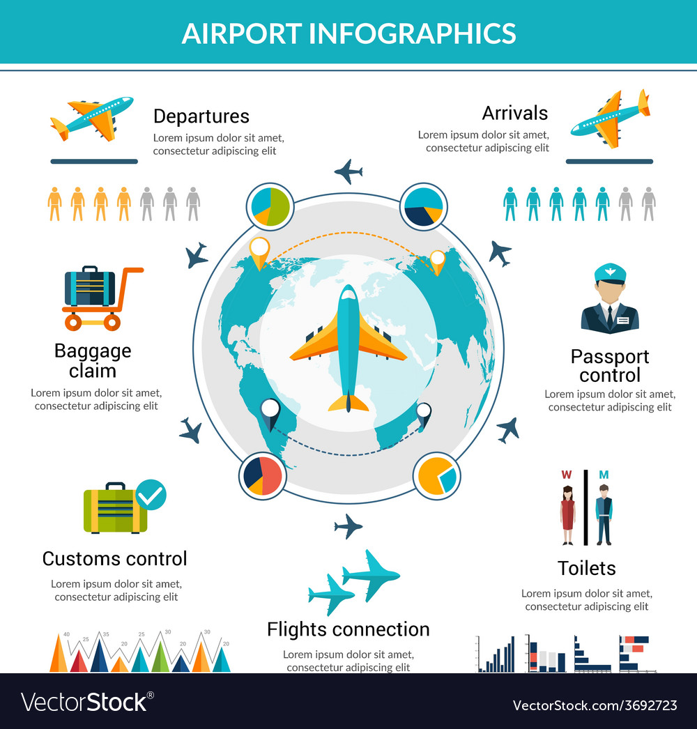 Airport Infographic Set Royalty Free Vector Image
