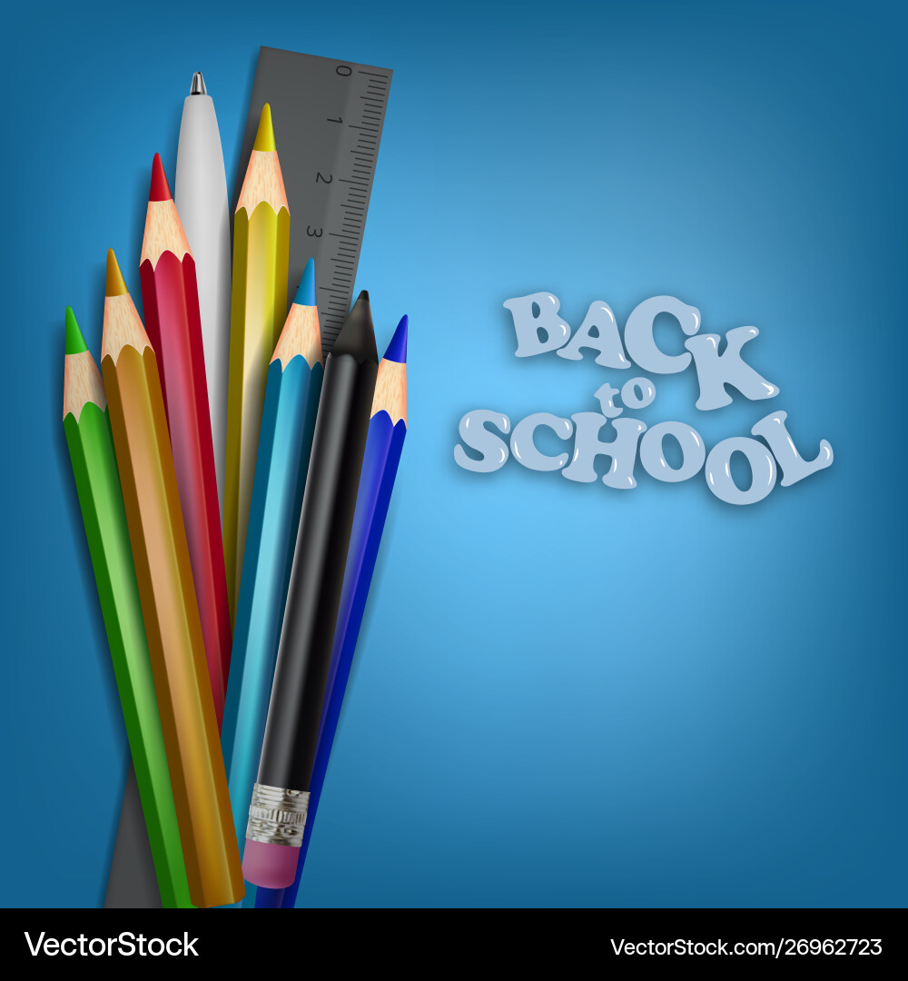 Back to school template supplies pencils Vector Image