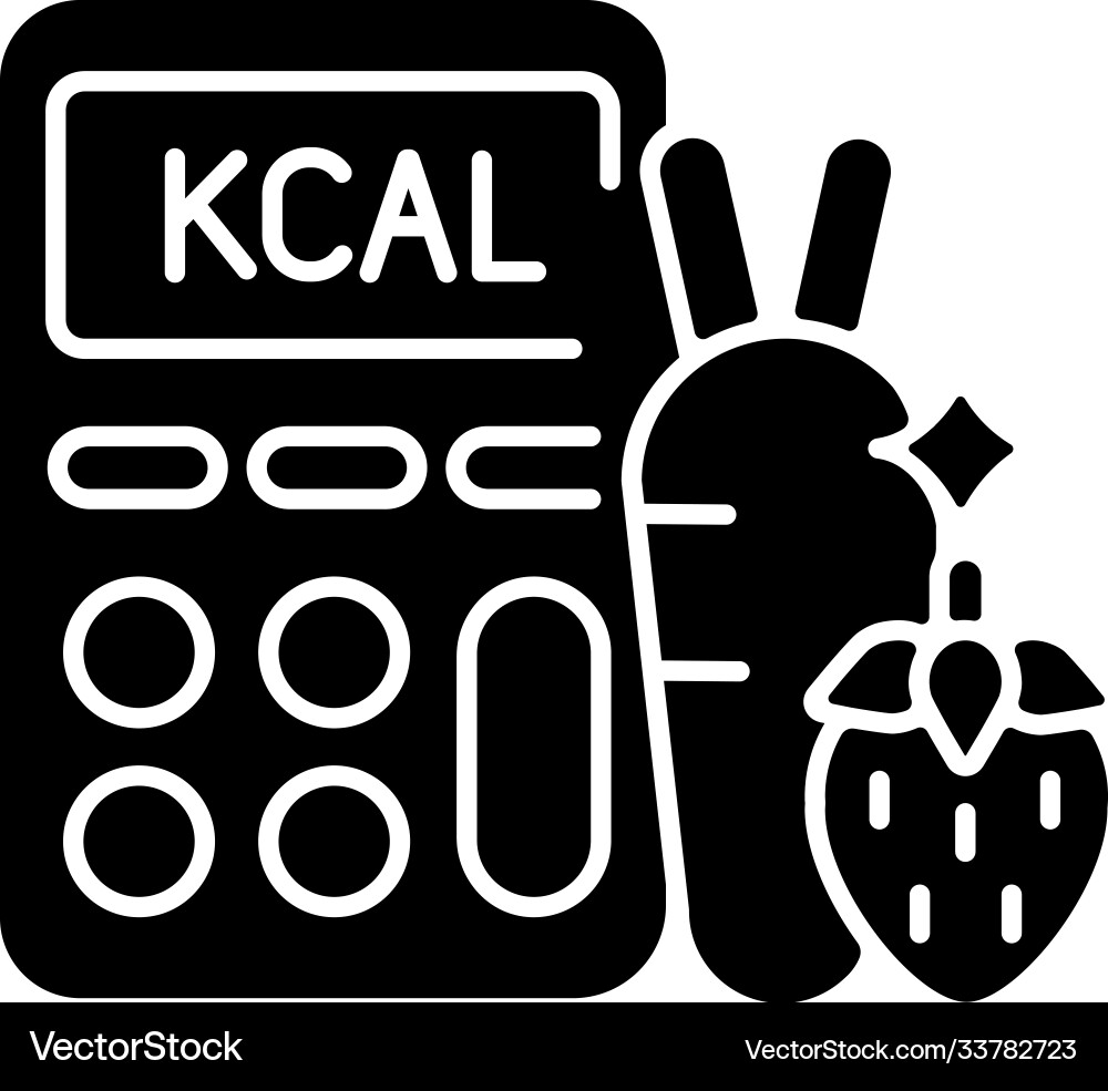 Calories black glyph icon Royalty Free Vector Image