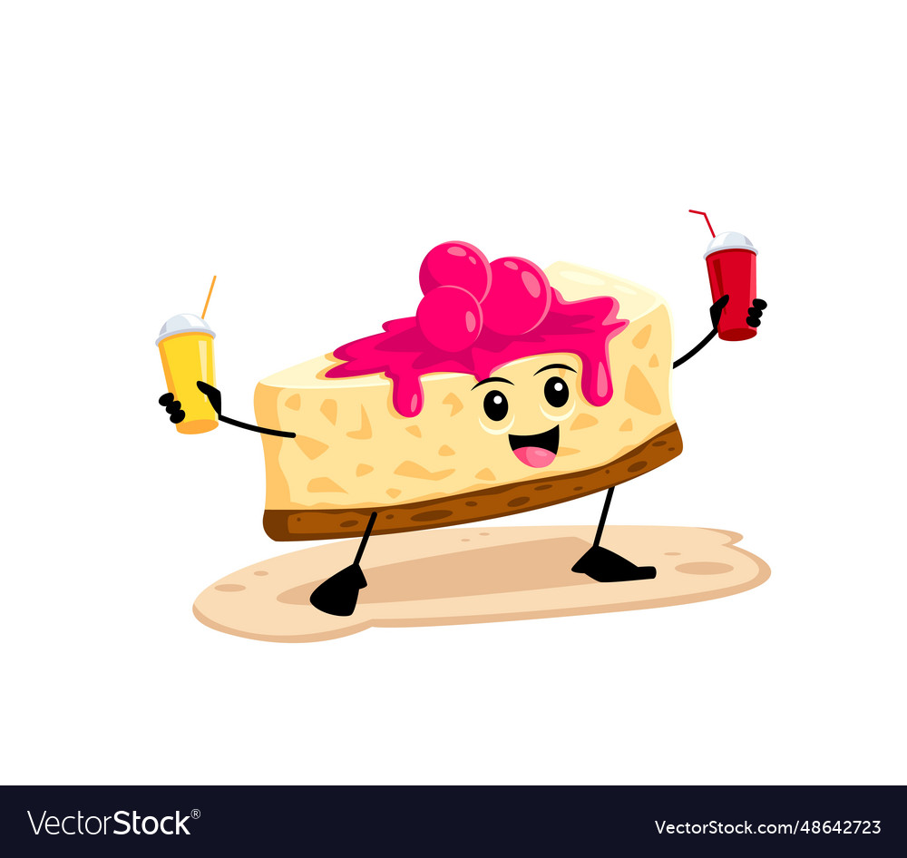 Cartoon Cheesecake Character With Summer Cocktails