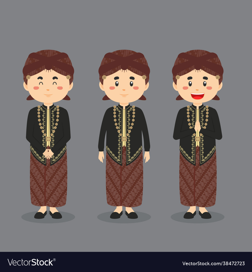 Central java character with various expression Vector Image