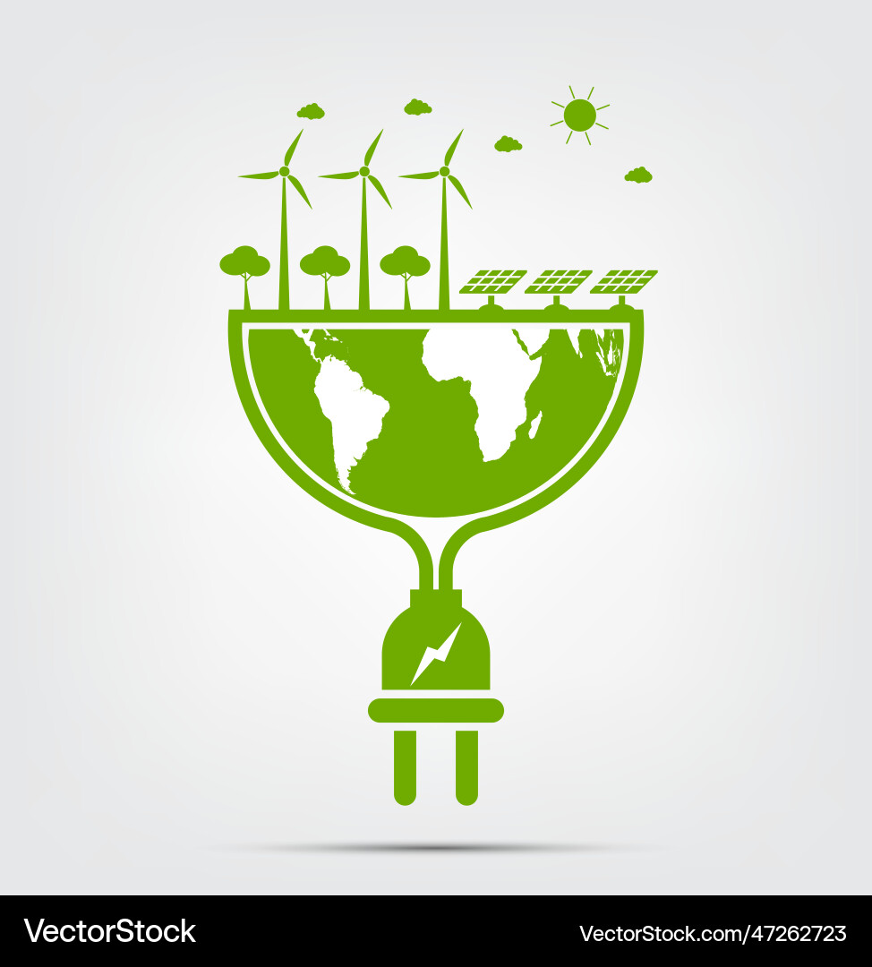Energy ideas save the world concept power plug Vector Image