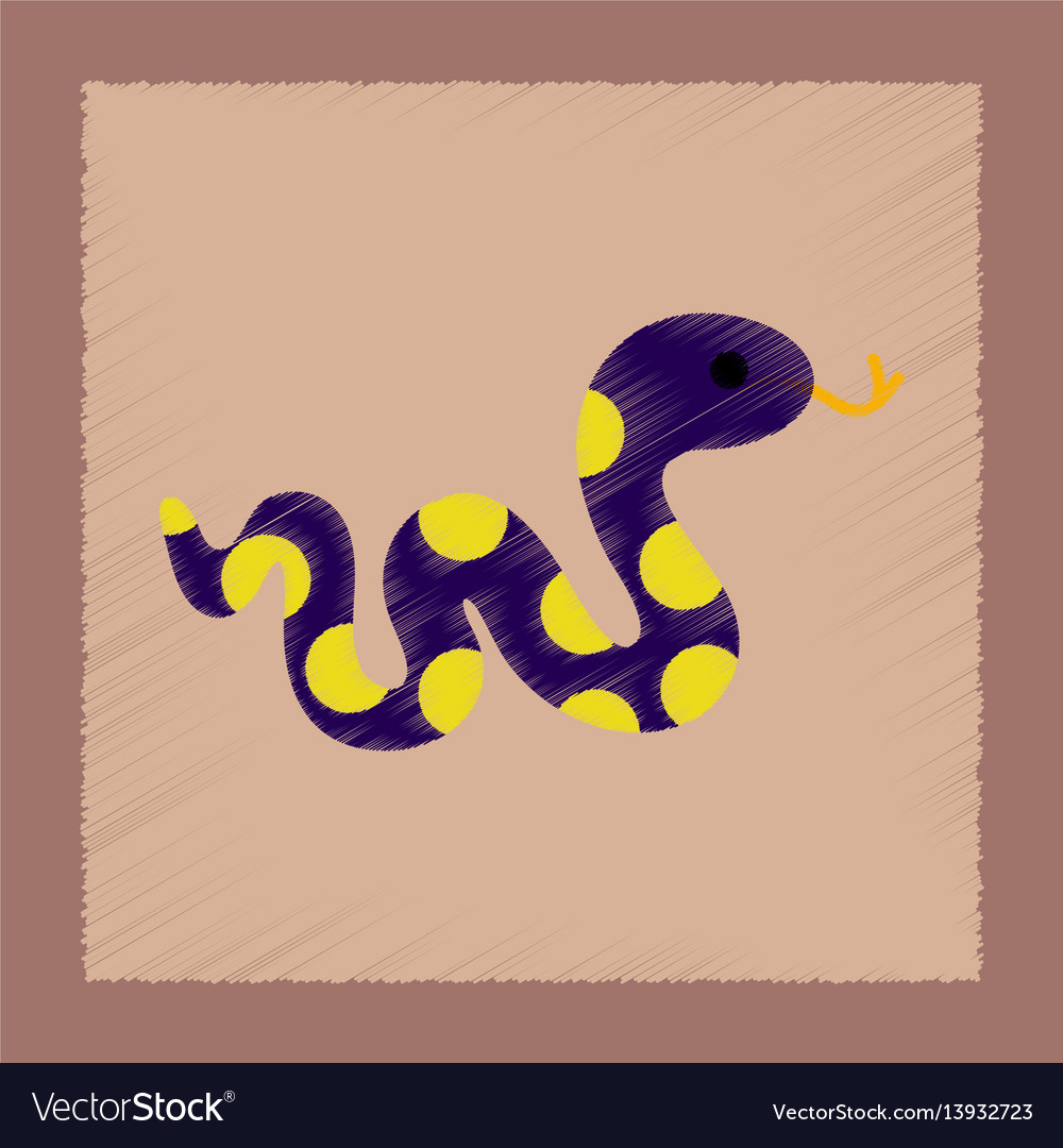 Flat shading style icon reptile snake Royalty Free Vector