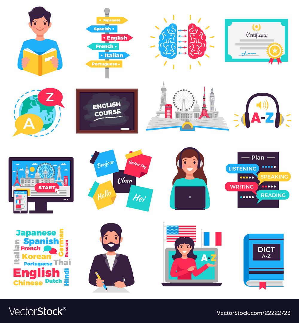Foreign language training set Royalty Free Vector Image
