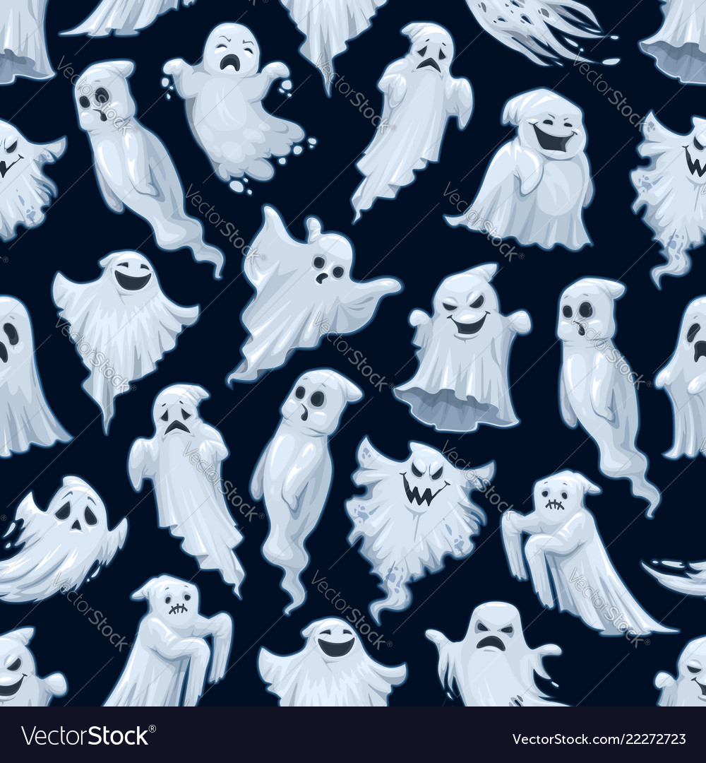 Halloween holiday cartoon ghost seamless pattern Vector Image