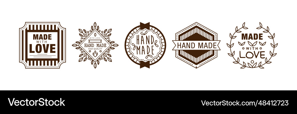 Handmade and made with love emblem label Vector Image