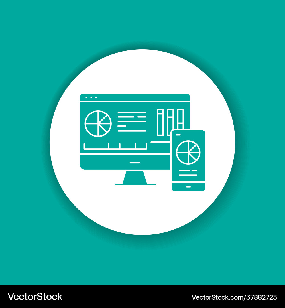 Mobile business intelligence bi color glyph icon Vector Image