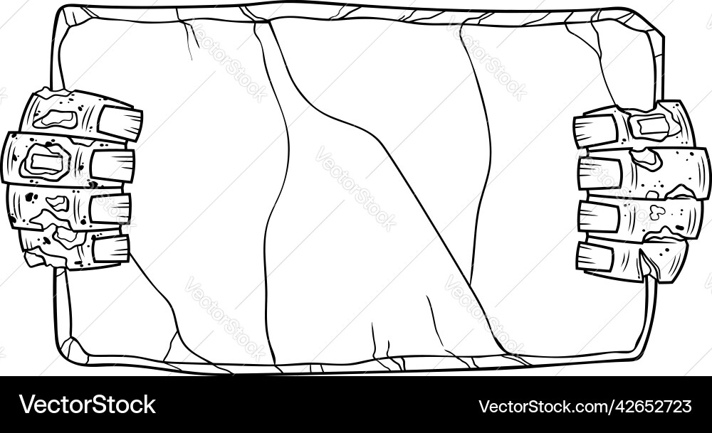 Outlined cartoon stone blank sign Royalty Free Vector Image