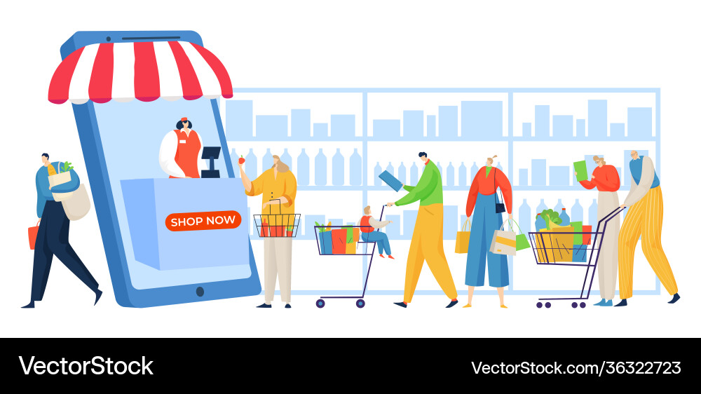 People queue online shop successful retail Vector Image