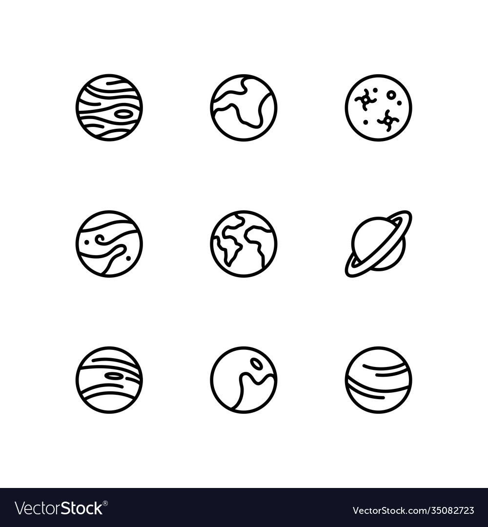 Planet icon set on white background Royalty Free Vector