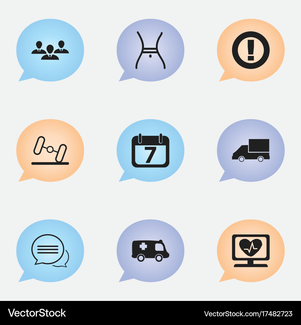 Set of 9 editable complex icons includes symbols Vector Image