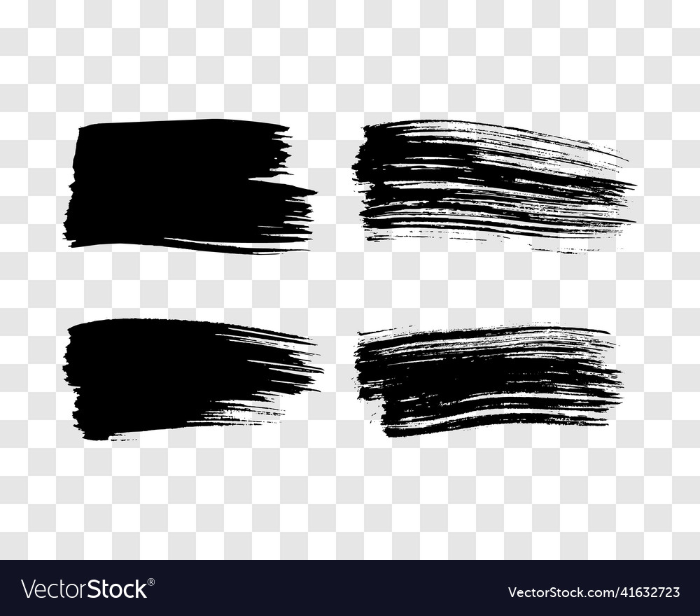Set of black hand drawn brush strokes Royalty Free Vector