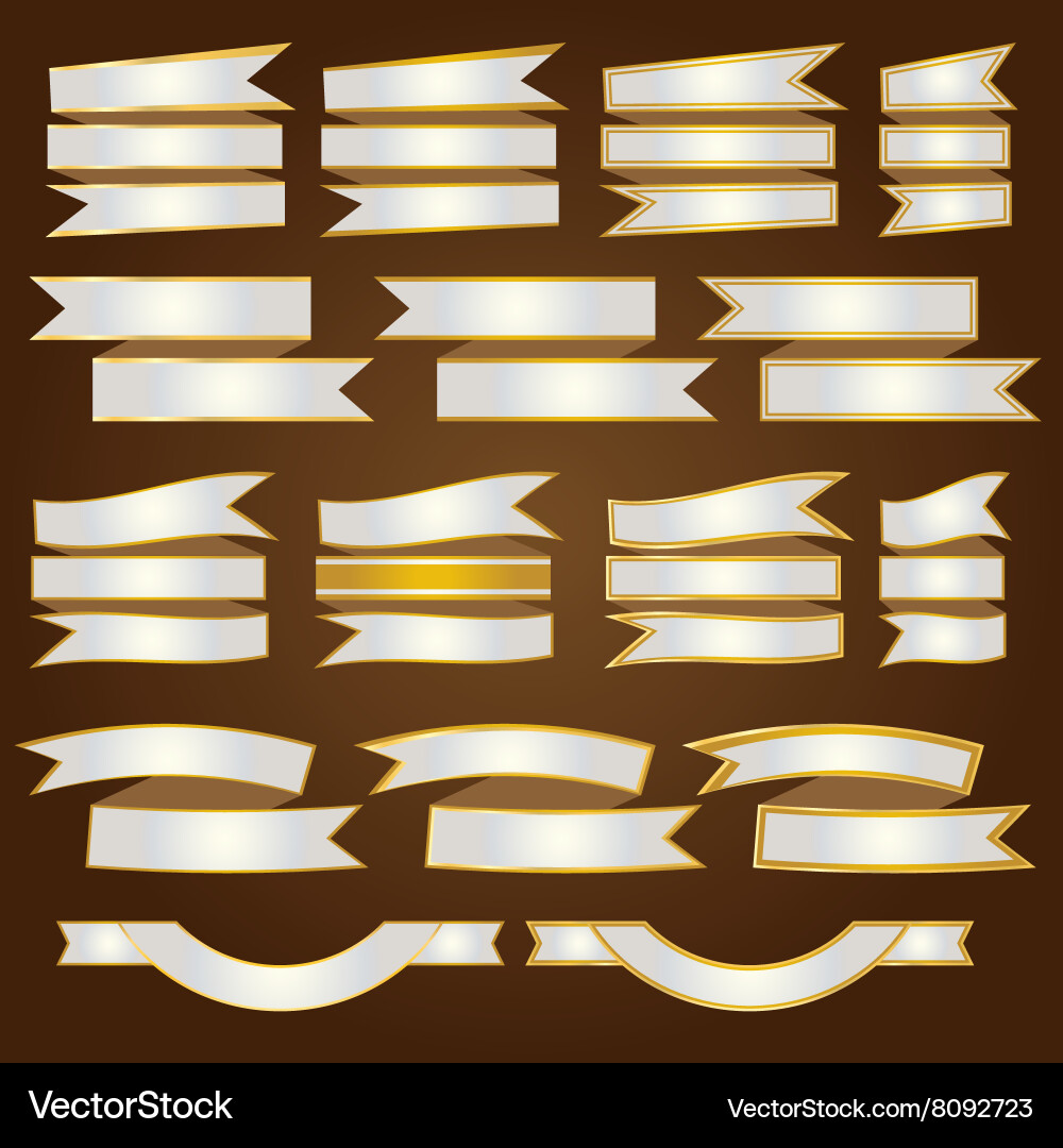 Set silver ribbons and banners Royalty Free Vector Image
