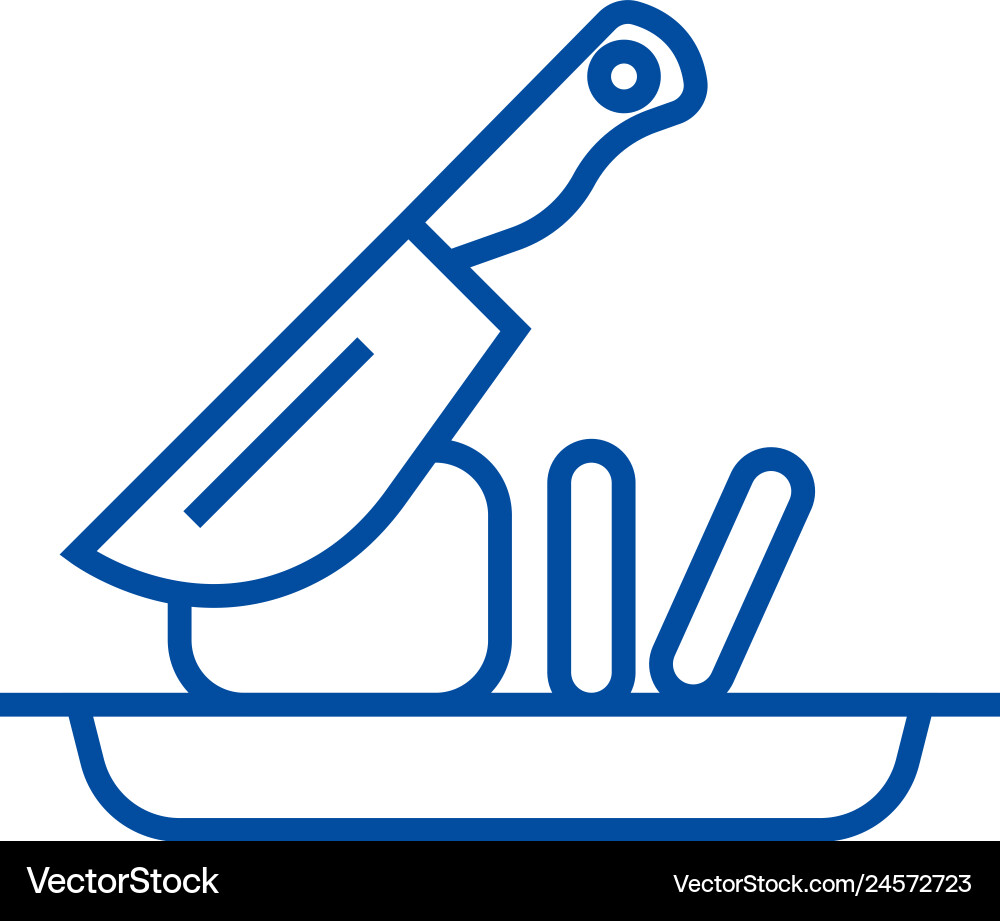 Slicing food line icon concept flat Royalty Free Vector