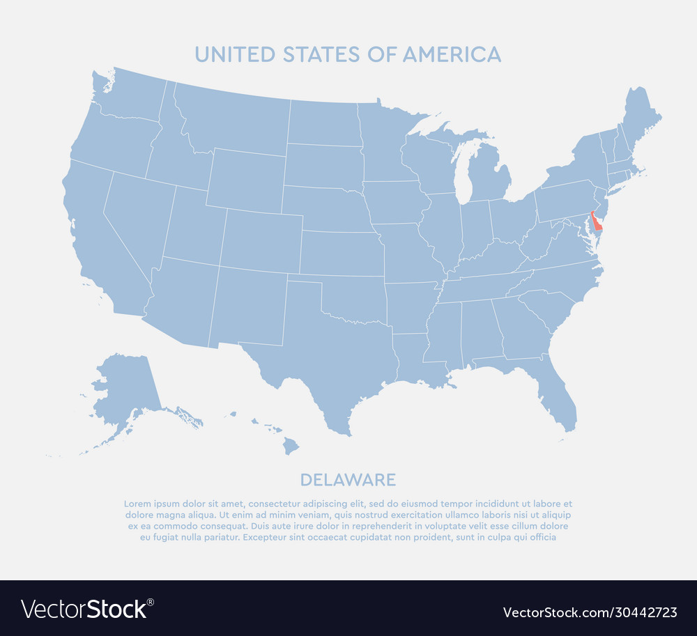 United states america state delaware usa map Vector Image