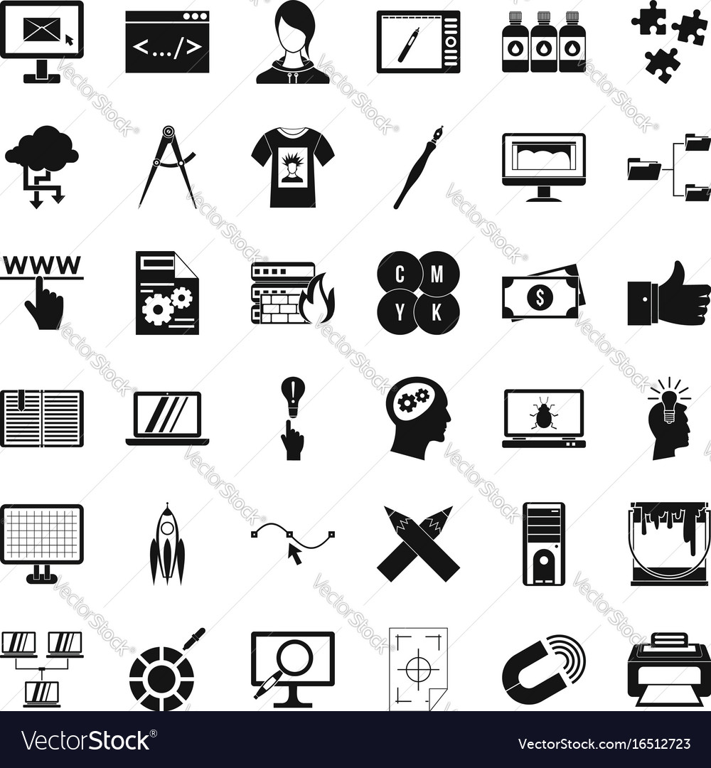Web design icons set simple style Royalty Free Vector Image