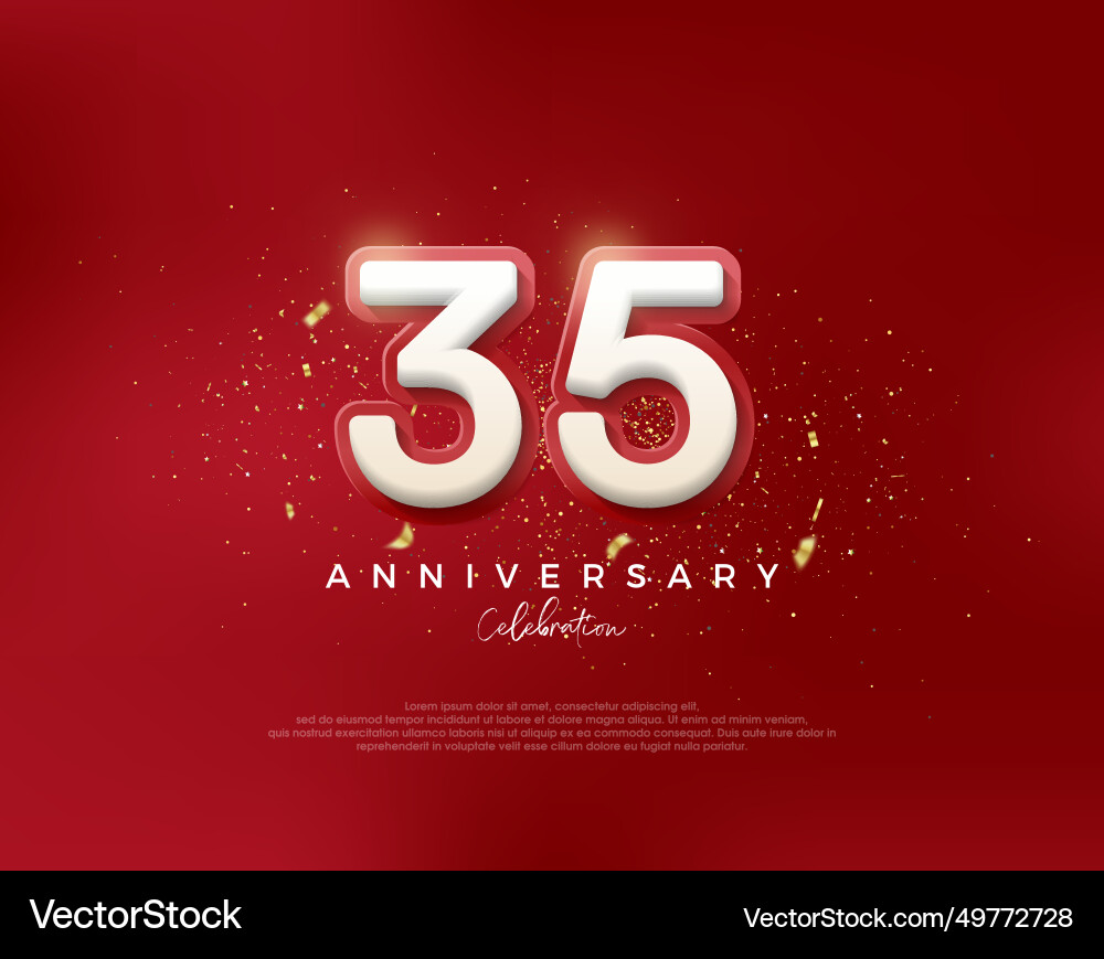 35th anniversary number with 3d white numbers Vector Image
