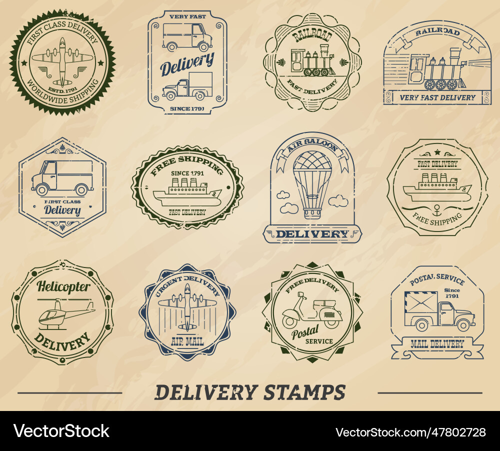 Delivery stamps set stamps set Royalty Free Vector Image