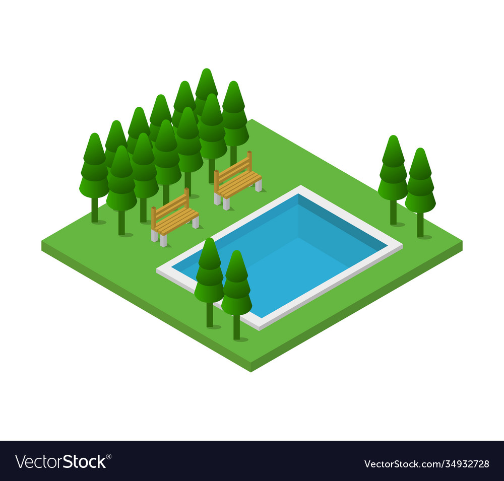 Isometric swimming pool in on a white background Vector Image