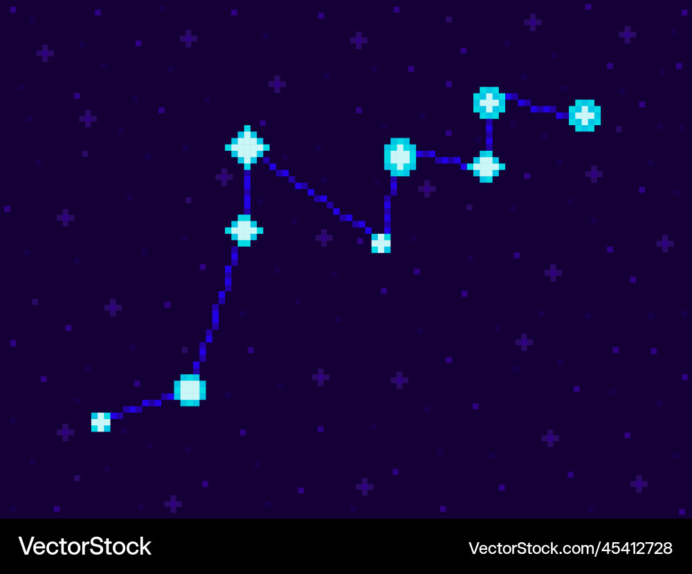 Lacerta constellation in pixel art style 8-bit Vector Image