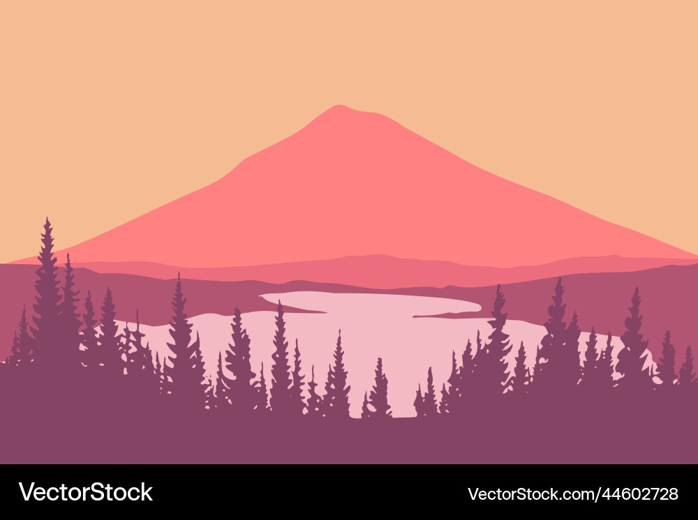 Landscape mountain lake and forest Royalty Free Vector Image