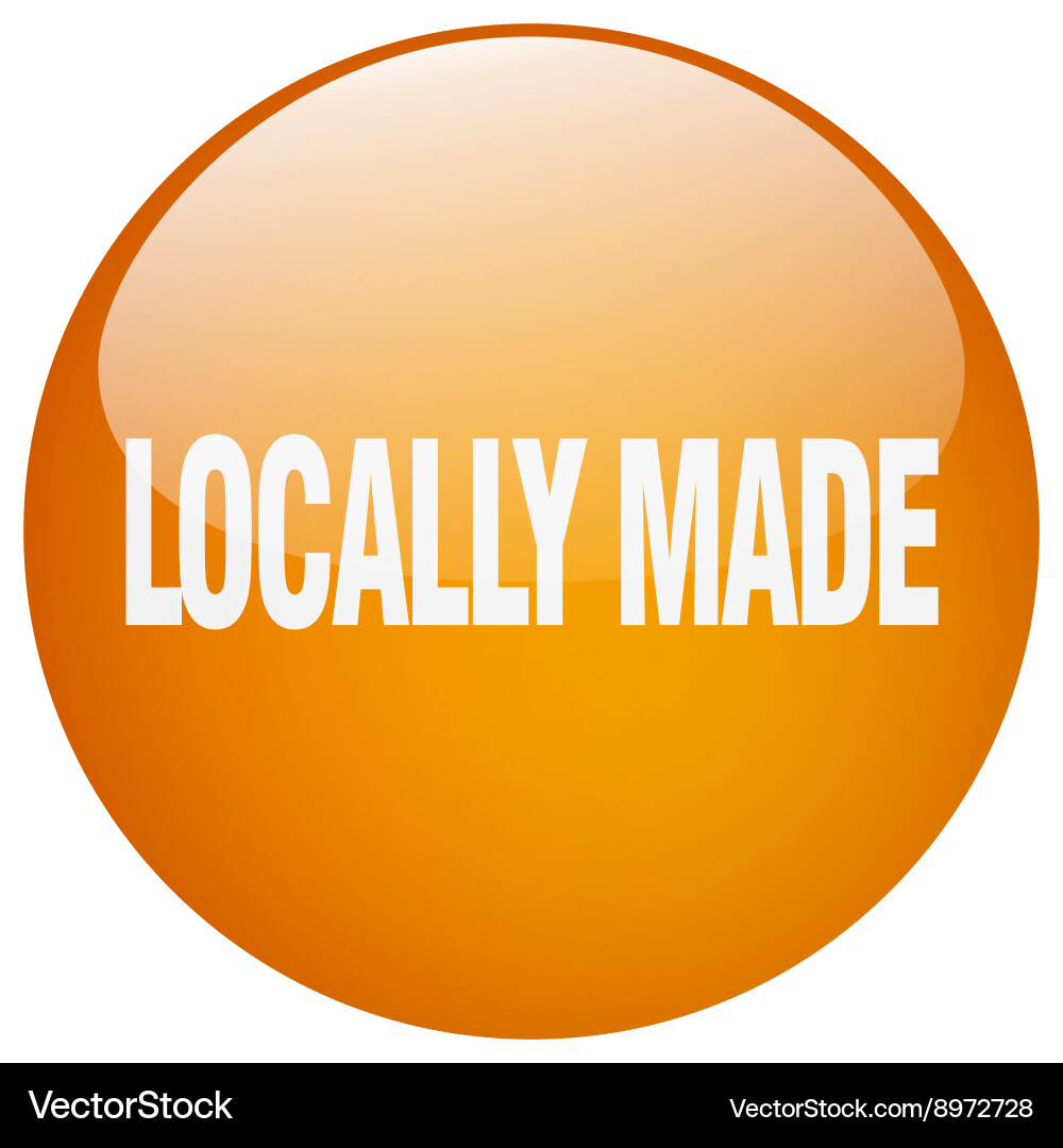 Locally made orange round gel isolated push button